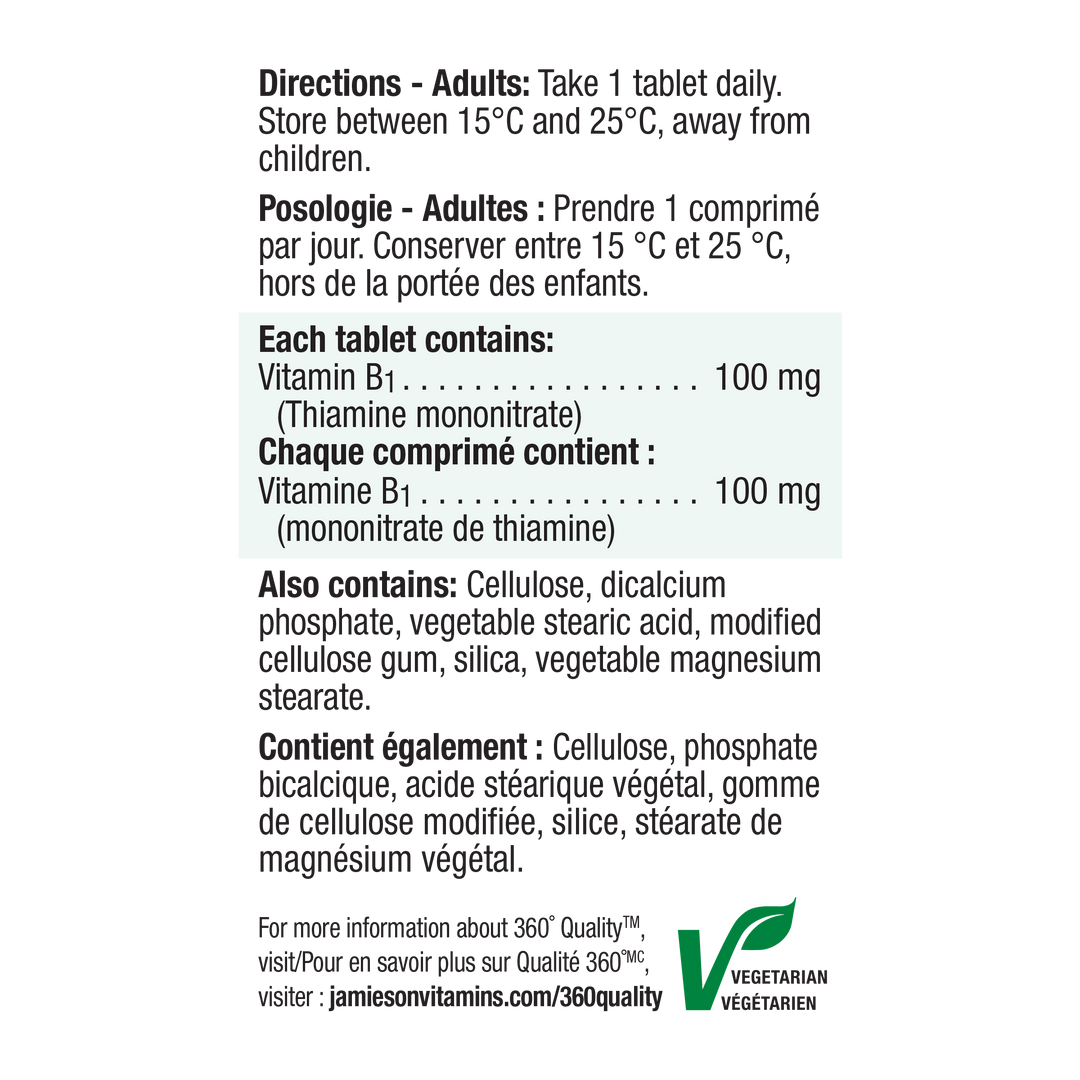 Vitamin B1 | 100mg | Thiamine – Jamieson Vitamins