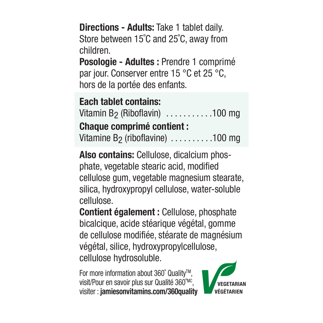 Vitamin B2 | 100mg | Riboflavin – Jamieson Vitamins