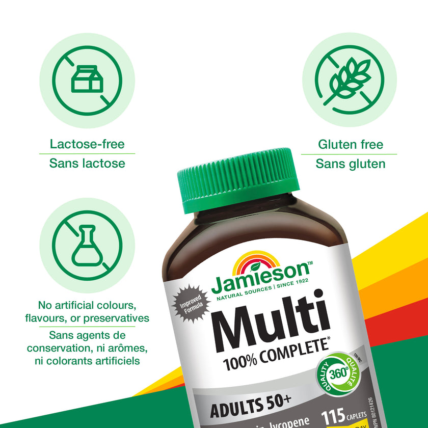 Jamieson 100% Complete Multi for Adults 50+ | Daily Multivitamin ...