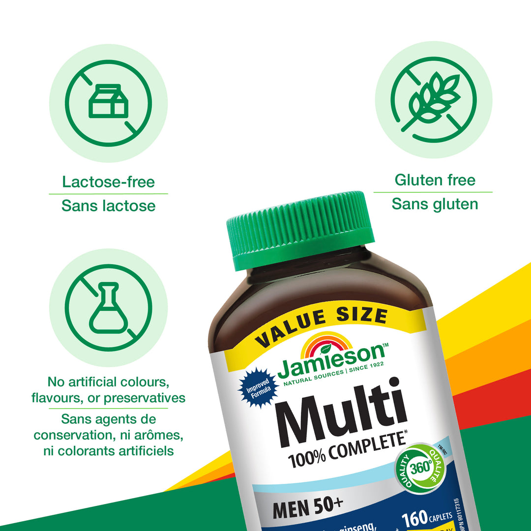 Jamieson 100% Complete Multi for Men 50+ | Daily Multivitamin ...