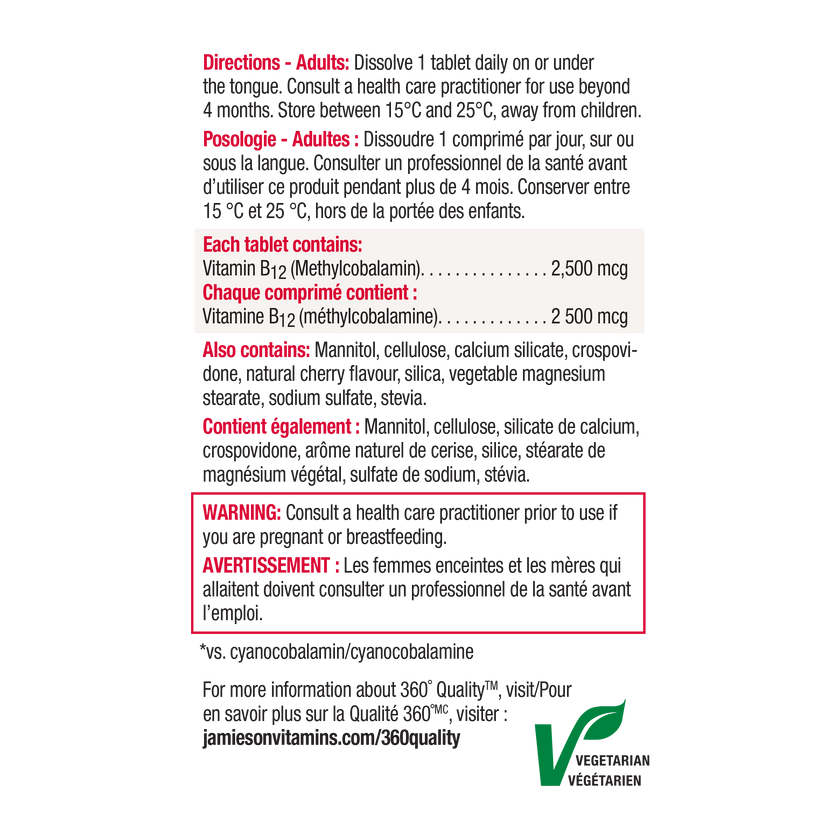 Vitamin B12 2,500 mcg | Fast-Dissolving – Jamieson Vitamins
